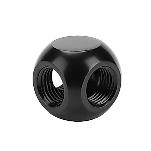 Pomya Computer Water Cooling Spherical 3 Way T-Type Connector G1/4 Threaded Adapter Black, Silver for PC Water Cooling Application(Black)