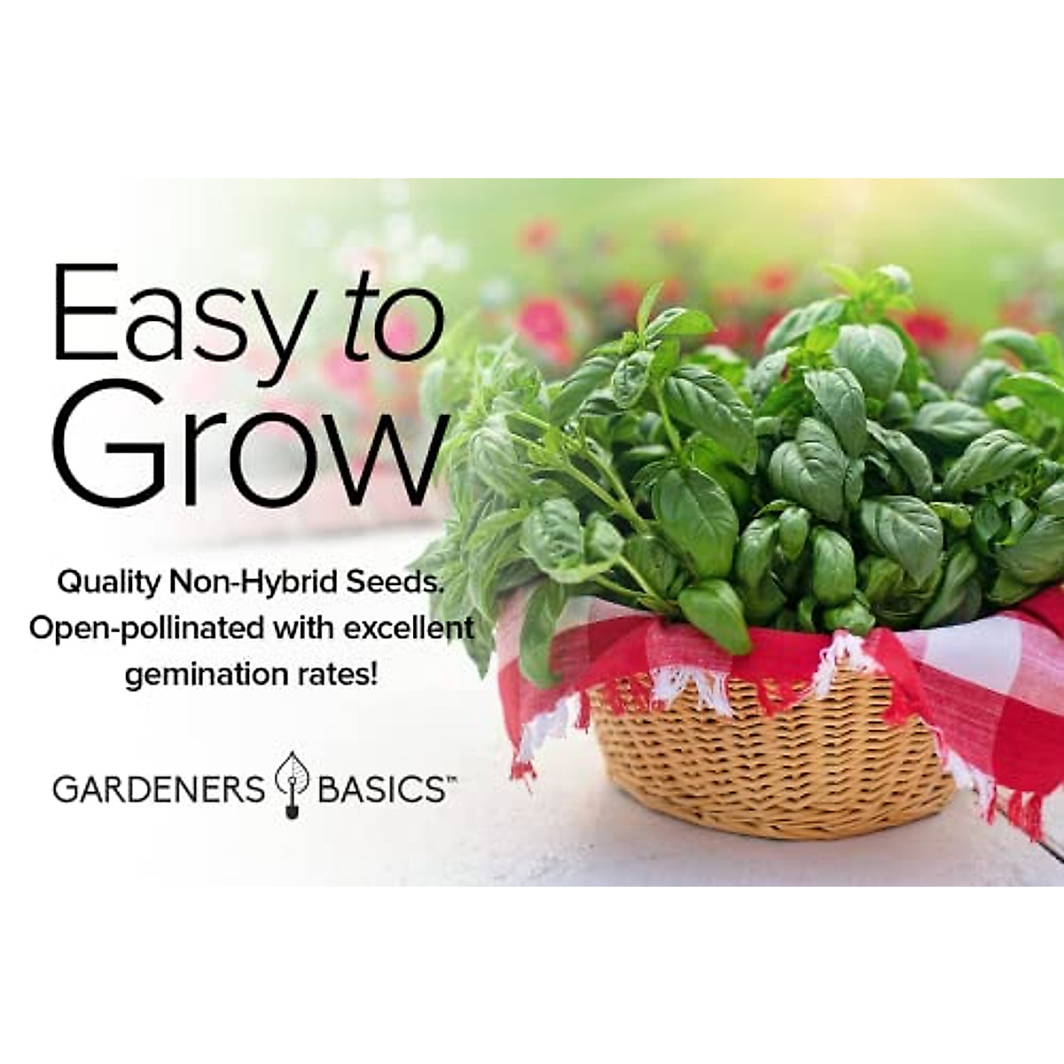 Basil Seeds for Planting Home Garden - 8 Variety Herb Pack Genovese, Large Leaf, Lemon, Thai, Red Rubin, Cinnamon, Sweet and Purple Opal Basil Herb Seeds for Indoors & Outdoors by Gardeners Basics