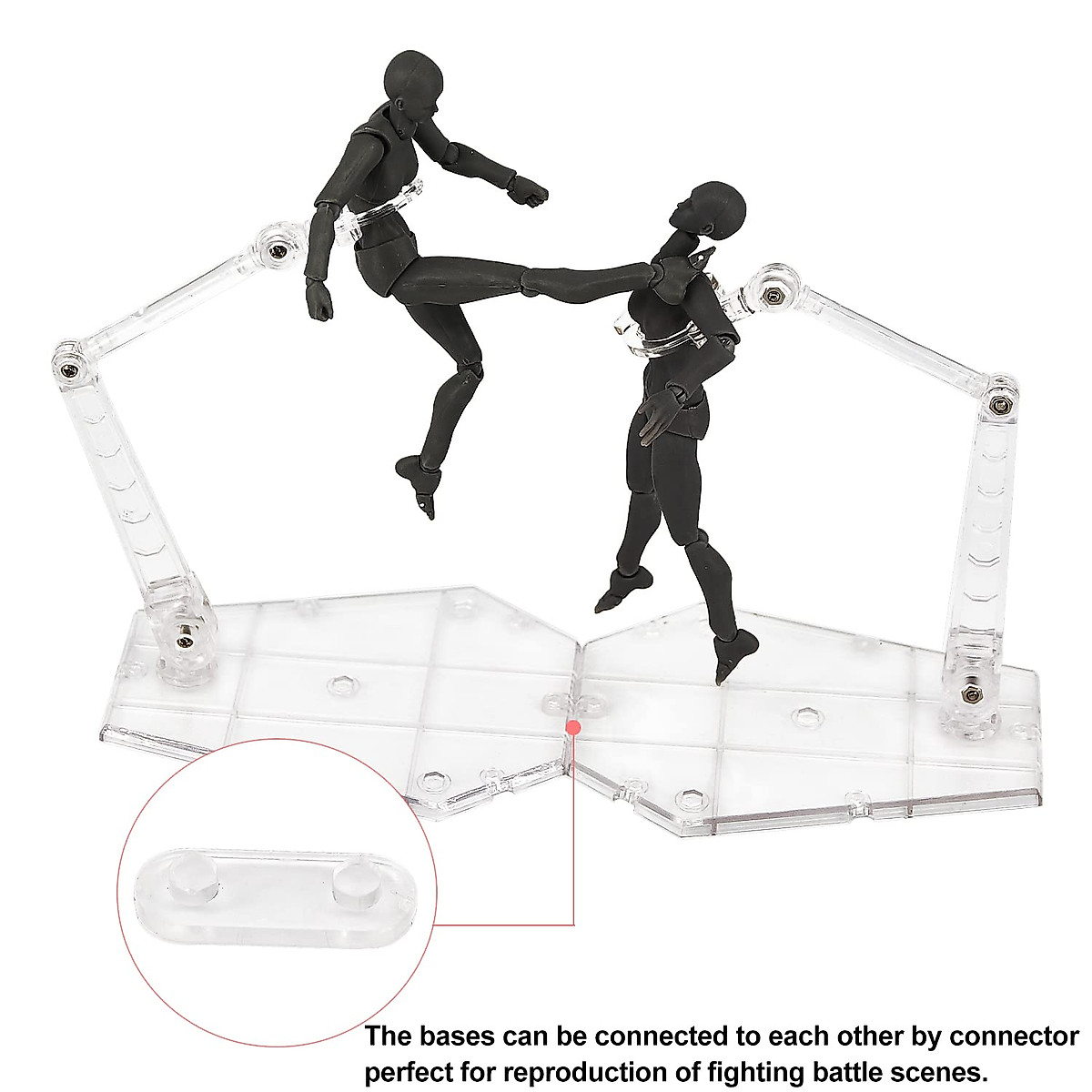 Yocoolfun 3 Pcs Action Figure Stand,Assembly Display Holder Base Doll Model Support Stand Compatible with HG RG SD SHF Gundam 1/144 Toy Clear