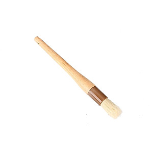 Cooking Boar Bristles Barbecue Wooden Handle Kitchen Pastry Brush Marinade Tool Basting Brush Sauce Baster(Round)