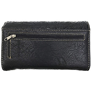 Zelris Western Rearing Horse Embroidered PU Vegan Leather Crossbody Wallet (Tan)