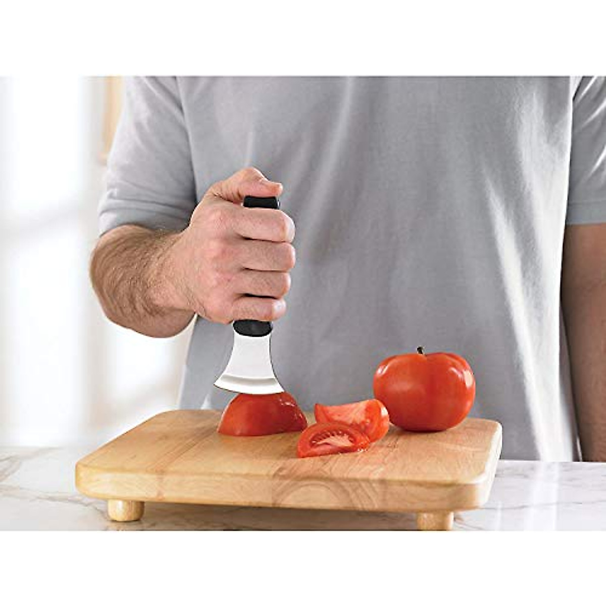 DMI Steak Knife, Rocker Knife, Curved Knife, Verti Grip Kitchen and Dinner Steak Knife for Ease of Chopping or Limited Hand Strength, Dishwasher Safe, Stainless Steel Blade