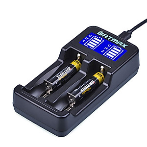 Batmax LCD Universal Intelligent USB Dual Battery Charger for Li-ion/Ni-MH/Ni-Cd 18490 18350 17670 17500 16340(RCR123) 14500 A AA AAA AAAA Rechargeable Batteries
