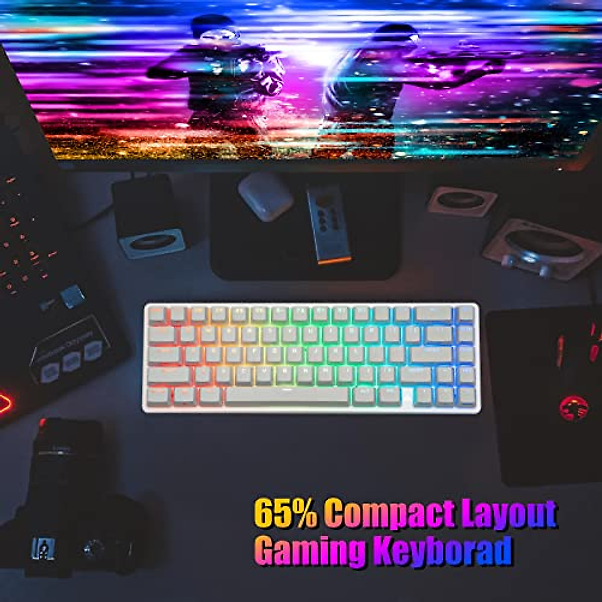 tieti 2.4GHz Wireless/Bluetooth/Mechanical Gaming Keyboard, Hot Swappable Keyboard with RGB Backlit, Full Keys Programmable, 4200mAh Battery, Cherry MX Red Switches