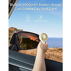JISULIFE Neck Fan 4000 mAh Hands Free Bladeless Fan+ Mini Handheld Fan 2000 mAh USB Powered For Indoor Outdoor