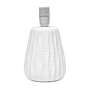 Simple Designs LT1138-OFF 11.02" Traditional Mini Modern Ceramic Texture Pastel Accent Bedside Table Desk Lamp w Matching Fabric Shade for Decor,Bedroom, Nightstand, Living Room, Entryway, Off White