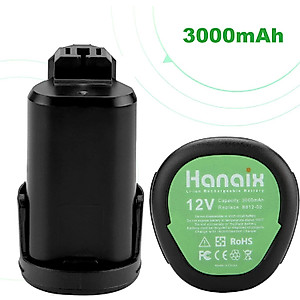 Hanaix 2 Pack 12V 3.0Ah Battery for Dremel B812-01 B812-02 B812-03 Compatible with 8200 8220 8300 Rotary Oscillating Cordless Tools Dremel 12V Battery Li-ion