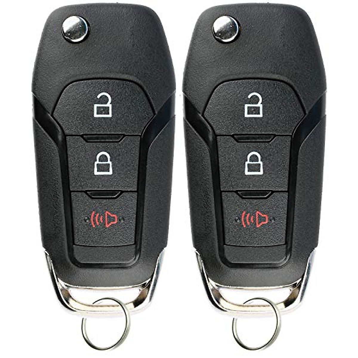 KeylessOption Keyless Entry Car Remote Uncut Ignition Flip Key Fob for Ford F150 F250 N5F-A08TAA (Pack of 2)