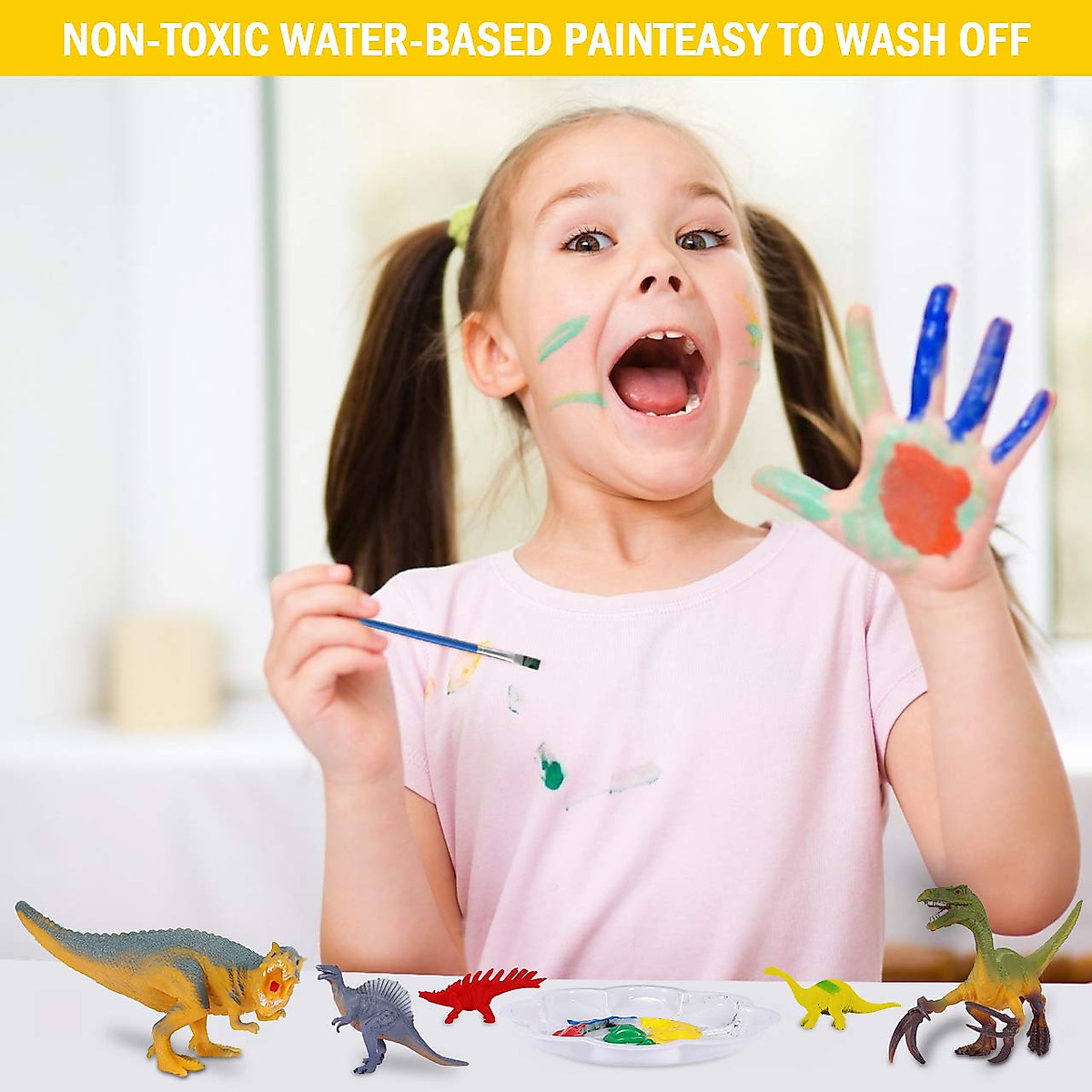 Dinosaur Painting Kit, 36Pcs Kids Crafts and Arts Set, Animal Toy Art and Craft Supplies for Boys Girls Age 5+ Years Old Kid Fun DIY Creative Party Favors Christmas Birthday Gift Paint Dinosaur Set