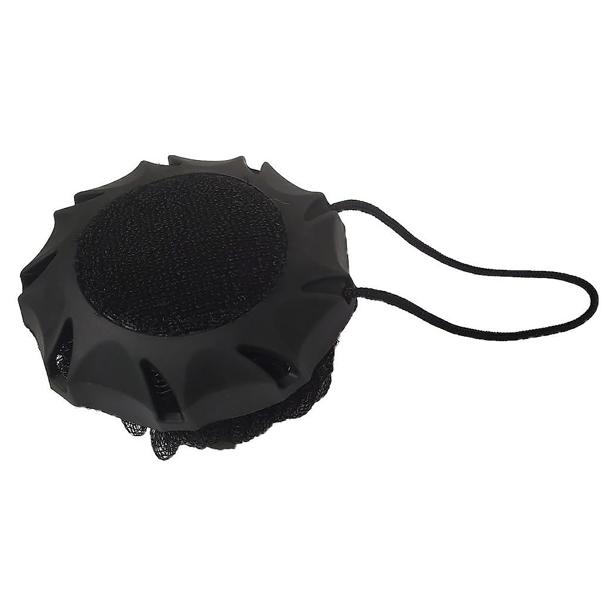 Nourah, Dual-Sided, Silicone Base Swirl Mesh Flower Sponge lufas, Shower Ball Scrubber, Lather and Exfoliating, Comfortable Bath Sponge for Cleansing and Smoothing Skin, for Men. (Black)