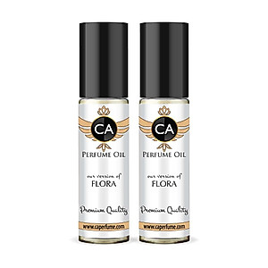 CA Perfume Impression of Flora For Women Replica Fragrance Body Oil Dupes Alcohol-Free Essential Aromatherapy Sample Travel Size Concentrated Long Lasting Attar Roll-On 0.3 Fl Oz-X2