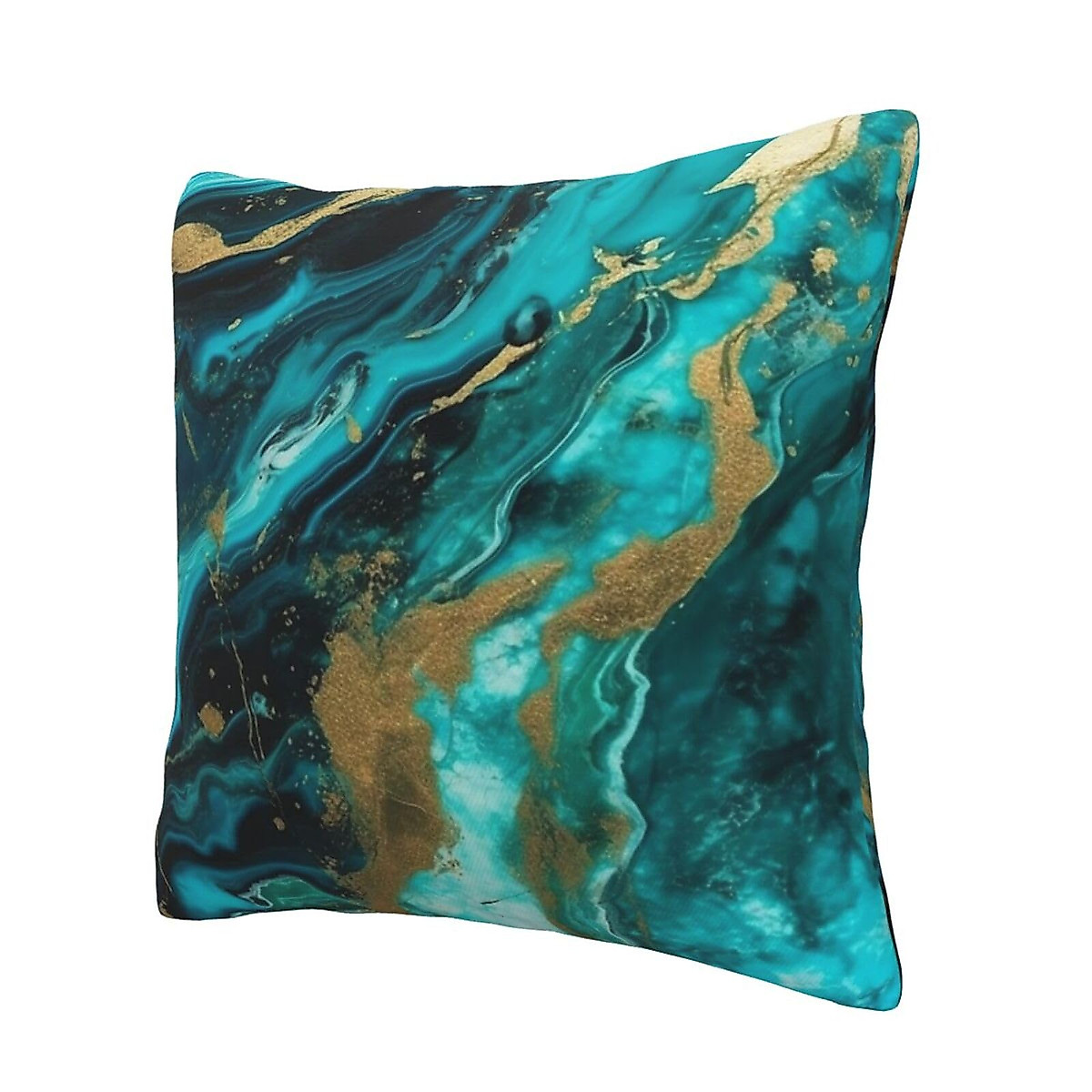 AdaNti Turquoise Blue Gold Marble Print Throw Pillow Cover Square Soft Cushion Cover Throw Pillow Case for Home Decor Living Room Bed Couch Car 20"x20"