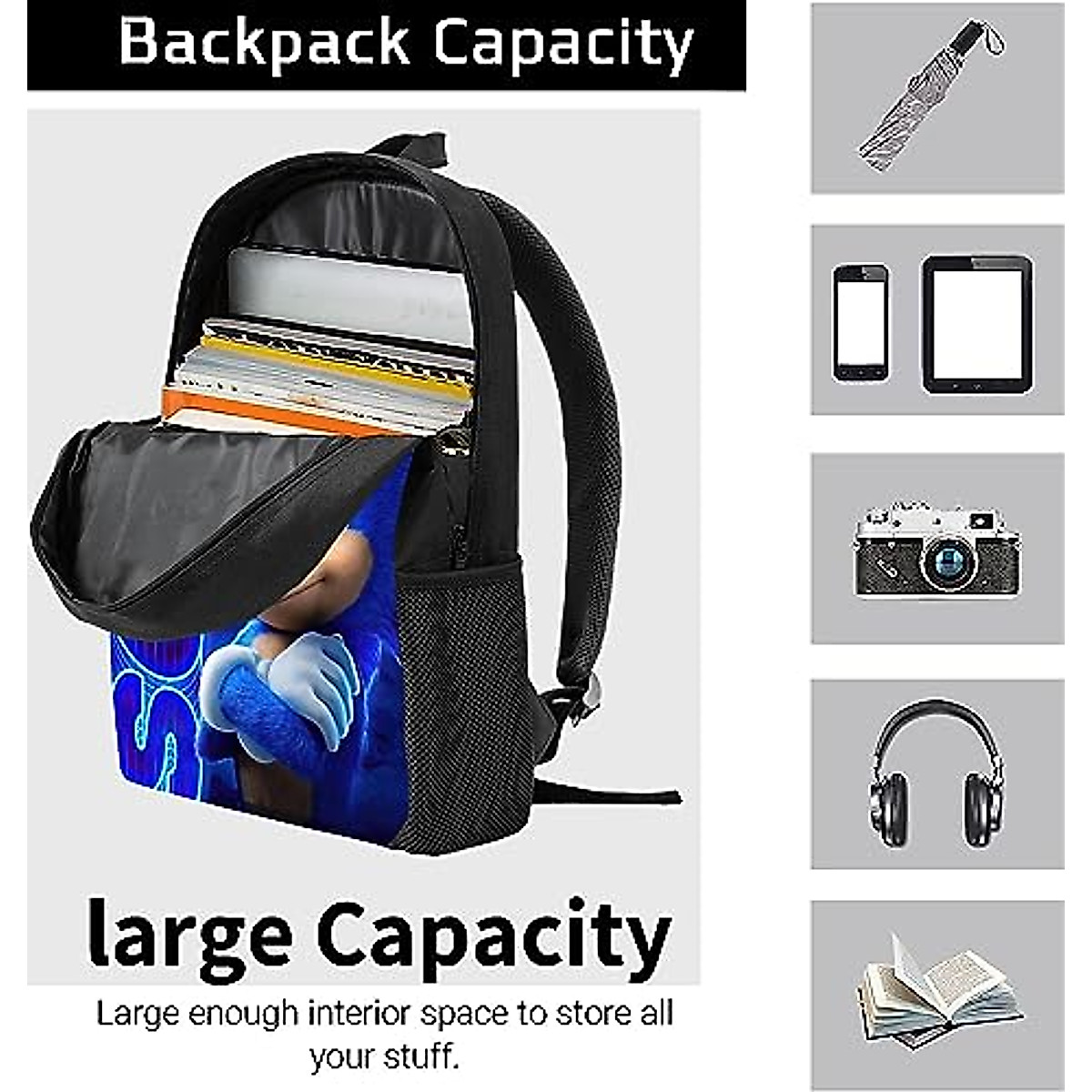 Jpsxnwv 3PCS Game Backpack Set Durable Casual Daypack Bag Cartoon BookBag 17 Inch Backpack with Reusable Lunch Bag Pencil Case for Boys Girls Teens