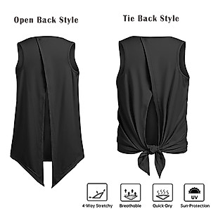 Zaclotre Kid Girls Athletic Tank Tops Open Tie Back Sleeveless Workout Running Tennis Sports Shirts 5-14Years Black