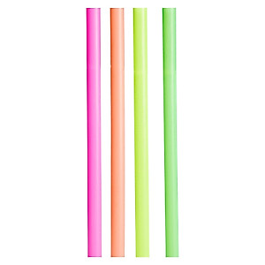 100-Pieces of Plastic Disposable Jumbo Straws Individually Wrapped 10 Inches Long for Boba, Fruit Smoothies, Milkshakes, Bubble Tea (4 Colors, 0.5 Inch Diameter)