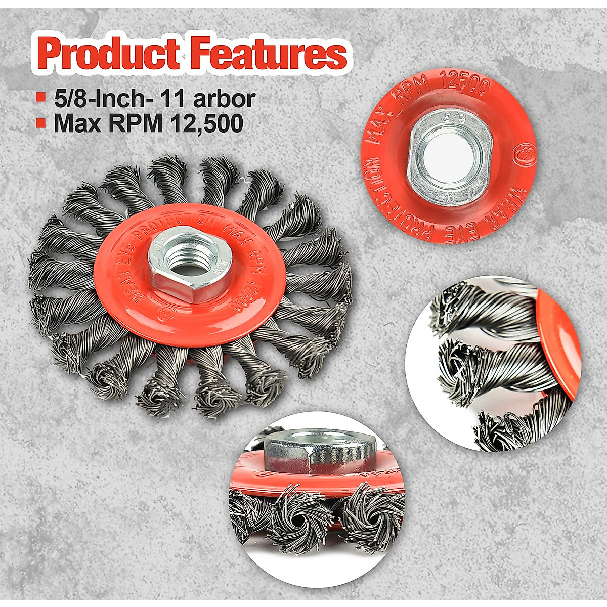 Aain 10 PCS - 4 Inch Twist Knotted Wire Wheel Brush for Grinders and Angle Grinder - 5/8 Inch-11 Threaded Arbor - 0.020 Inch Carbon Steel Wire,4" x 5/8-Inch | 11 UNC (AQ19A10)