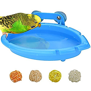 Mygeromon Bird Bath for Cage- Small Tub Bowl for Hang Inside Cage Birdbath Shower for Parrot/Parakeets/Cockatiels/Canary/Budgerigar (Blue)