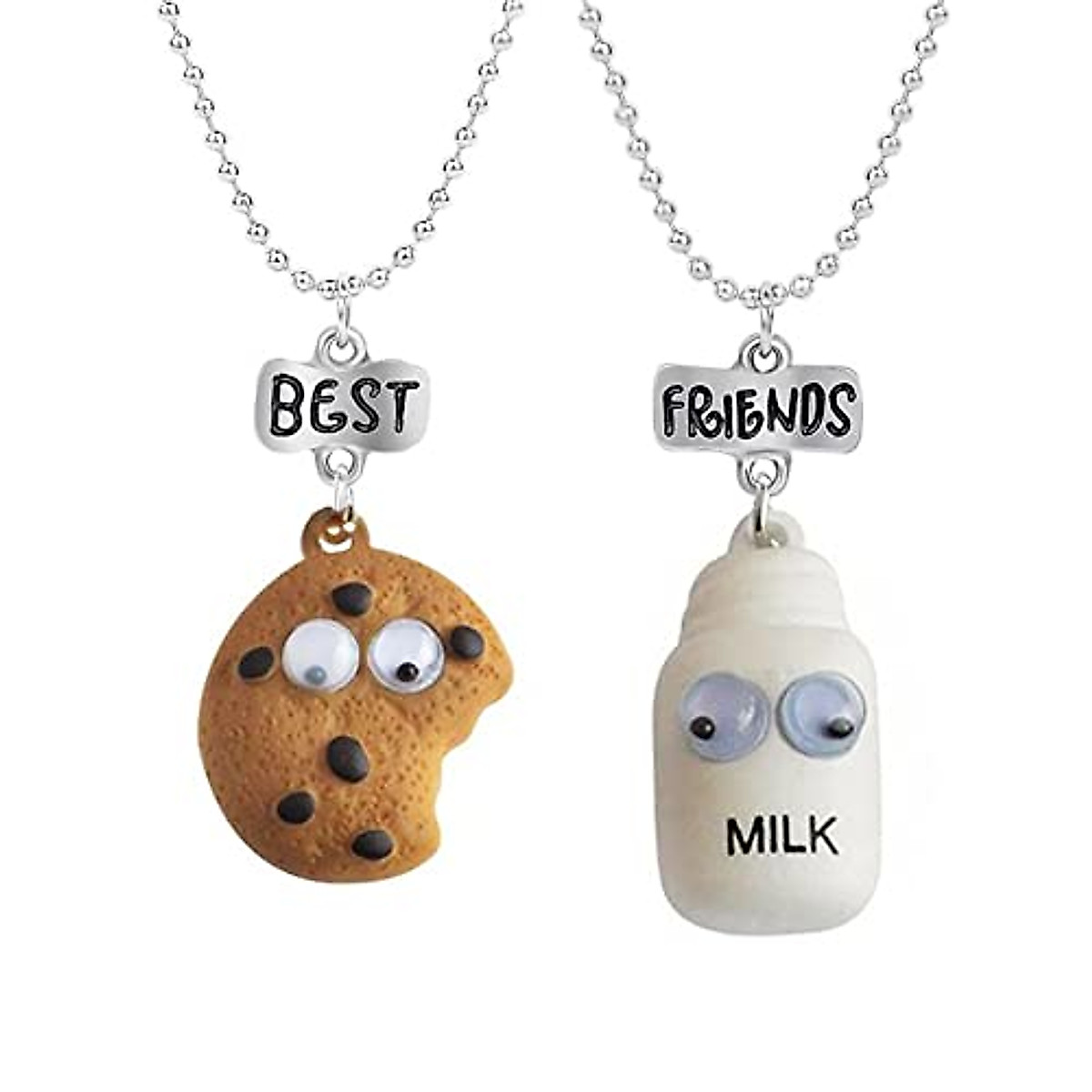 Best Friend Friendship Necklace for Women Men Cute Milk Cookie Pendant Necklace BFF Necklace for 2 Teen Girls Boys Birthday Gift Jewelry