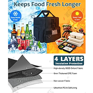 SumeStar Insulated Lunch Bag for Women Men, Freezable Large Lunch Bag 15L, Reusable Leakproof Lunch Box Cooler Tote Bag for Work Picnic School or Travel, Double Compartment, Black