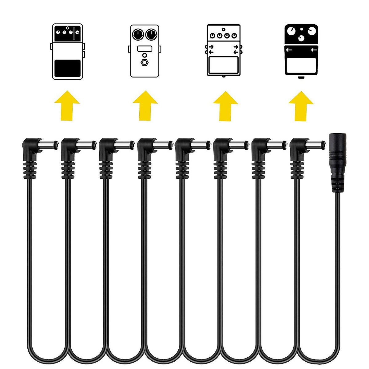 T POWER 9V 4~8 Way Daisy Chain Splitter Cord for Guitar Effect Pedal fits Zoom Roland Behringer Boss Digitech Jim Dunlop Ditto Looper PolyTune Ac Adapter Charger Power Supply