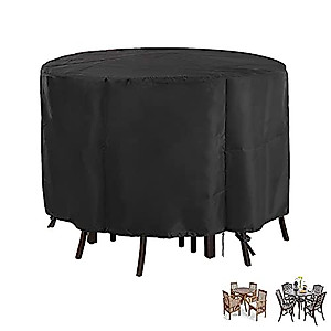 POMER Round Patio Furniture Covers, 72inch Bar Height Table Chair Set Cover Waterproof Outdoor Sectional Sofa Set Covers for Garden Furniture Set - 72" D x 43" H