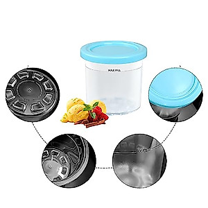 Ninja Creami Containers,4PCS Creami Pint Containers,Ice Cream Pints Containers with Lids for NC301 NC300 NC299AMZ Series Ice Cream Maker(Free Spoons)