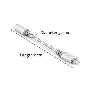 Moshi Integra Lightning to 3.5mm Headphone Jack Adapter [MFi Certified], DAC Chip Integrated, Ballistic Nylon Braiding, Aluminum Housings, Exceeds 10,000 Bend Cycles, for iPhone/iPad, Jet Silver
