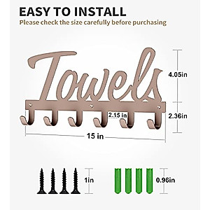Livelab Towel Rack, Bathroom Towel Racks, 6 Hooks Bronze Towel Holder for Bathroom Wall Mounted Space Saving, Waterproof Rustproof Easy Install Towel Hanger to Hang Your Towels, Robes, Clothing