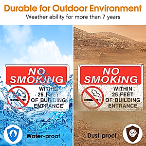 No Smoking Within 25 Feet Of Building Entrance Sign - 4 Pack - 10 x 7 Inches Rust Free .040 Aluminum - UV Protected, Waterproof, Weatherproof and Fade Resistant - 4 Pre-Drilled Holes