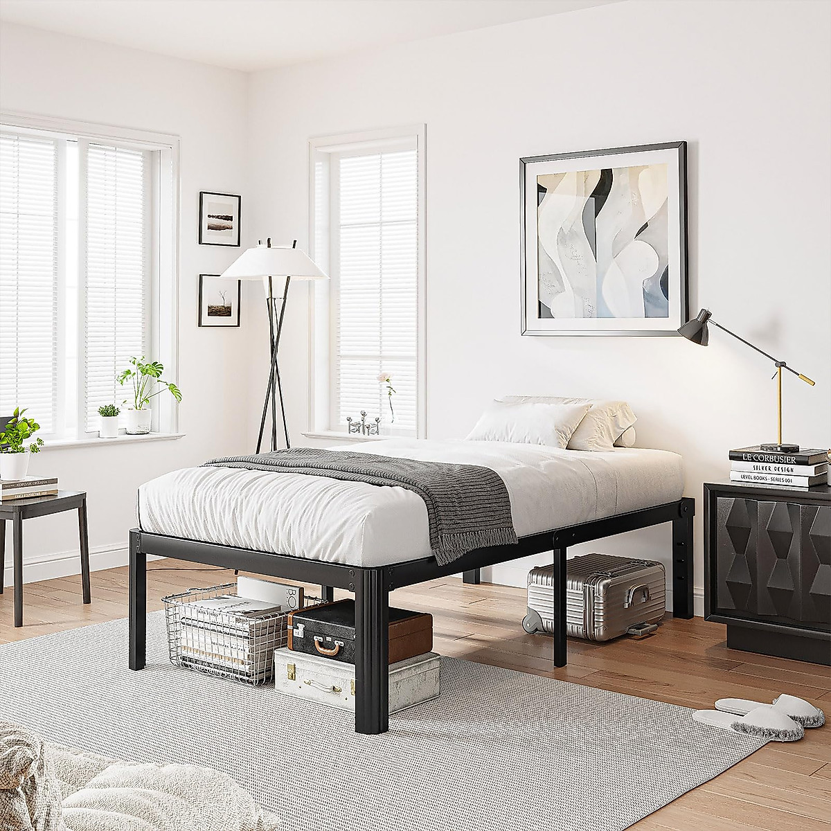 Nordicbed 16 Inch High Platform Twin Bed Frame No Box Spring Needed, Metal Bed Frame Twin, Noise Free, Easy Assembly, Heavy Duty, Black