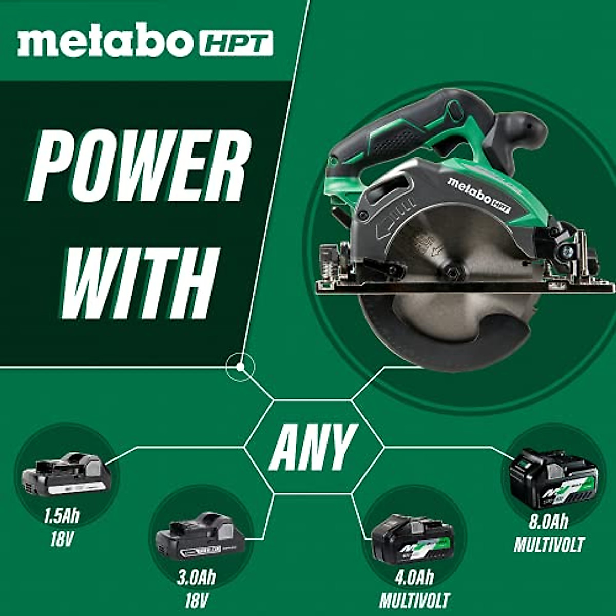 Metabo HPT Cordless Circular Saw | Tool Only | No Battery | 18V | 6-1/2" Deep Cut Design | Brushless Motor | Lifetime Tool Warranty | C18DBALQ4
