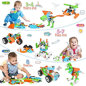 MOONTOY 218PCS STEM Toys Building Toy for Kids Ages 4-8 Boys,Birthday Gifts Game Educational Stem Projects for 5+ Year Old,Building Block Creative Stem Activities for Kids Ages 5-7 4-8 6-8 8-12 Boys