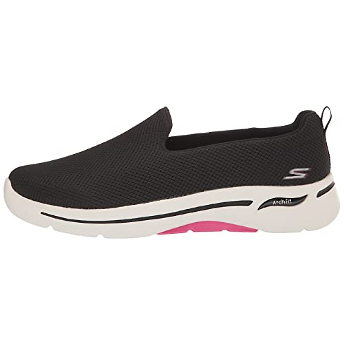 Skechers Women's Go Walk Arch Fit-Grateful Sneakers, Black/Hot Pink, 7.5