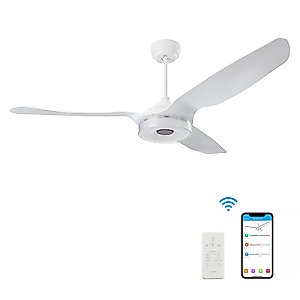 TRIFECTÉ 56 Inch Indoor Ceiling Fan with Light and Remote, Smart Ceiling Fan Compatible with App/Alexa/Google/Siri, Low Profile Ceiling Fan with 10-Speed Reversible Quiet DC Motor, ETL Listed (White)