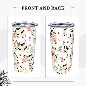 Yaxongx 20oz Tumbler Cow Mood Double Wall Vacuum Insulated Coffee Mug with Lid and Metal Straw Brush Reusable Stainless Steel Water Bottle Travel Cup Gifts for Car Ice Drinks Hot Beverage
