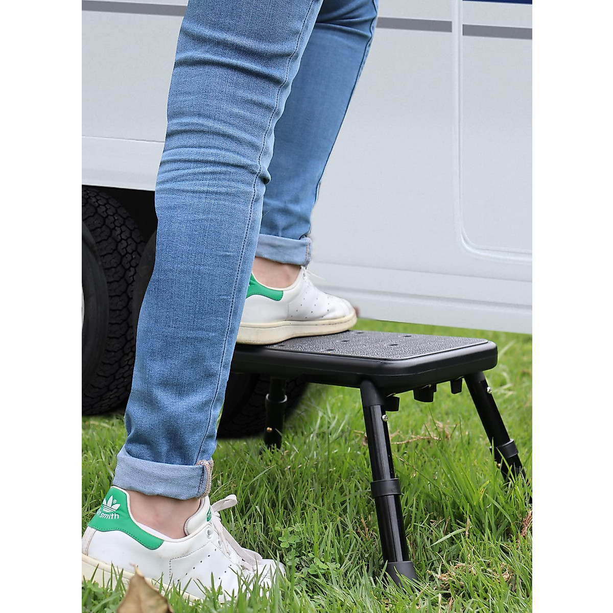 Pepe - Bath Step Stool for Adults Heavy Duty (395 lb, 8" - 10"), Caravan Kitchen Stool, Bath Steps for Elderly, Step Stools for Seniors Adjustable, Non Slip Stepping Stool, Safety Step Stool, Black.