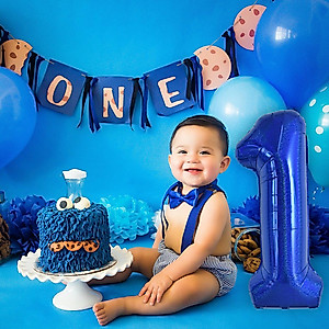 TONIFUL 40 Inch Number 1 Balloon Laser Dark Blue Digital 1 Balloon Giant Foil 1 Navy Blue Balloons for 1st Birthday Party Engagement 1st Anniversary Celebration Graduations Decorations Supplies