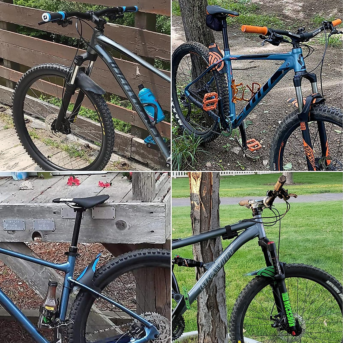 FIFTY-FIFTY 2-Pack Mountain Bike Fender, MTB Mudguard, Front and Rear Compatible Bicycle Mudguard, Fits 26", 27.5", 29", Plus Size and Fat Bike Wheel Sizes (Grey)