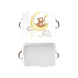 Joyestore Moon Star Sweet Teddy Bear Personalized Storage Bins Baskets Cubes Organizer with Handle for Shelves Closet Nursery Toy 1 Pack