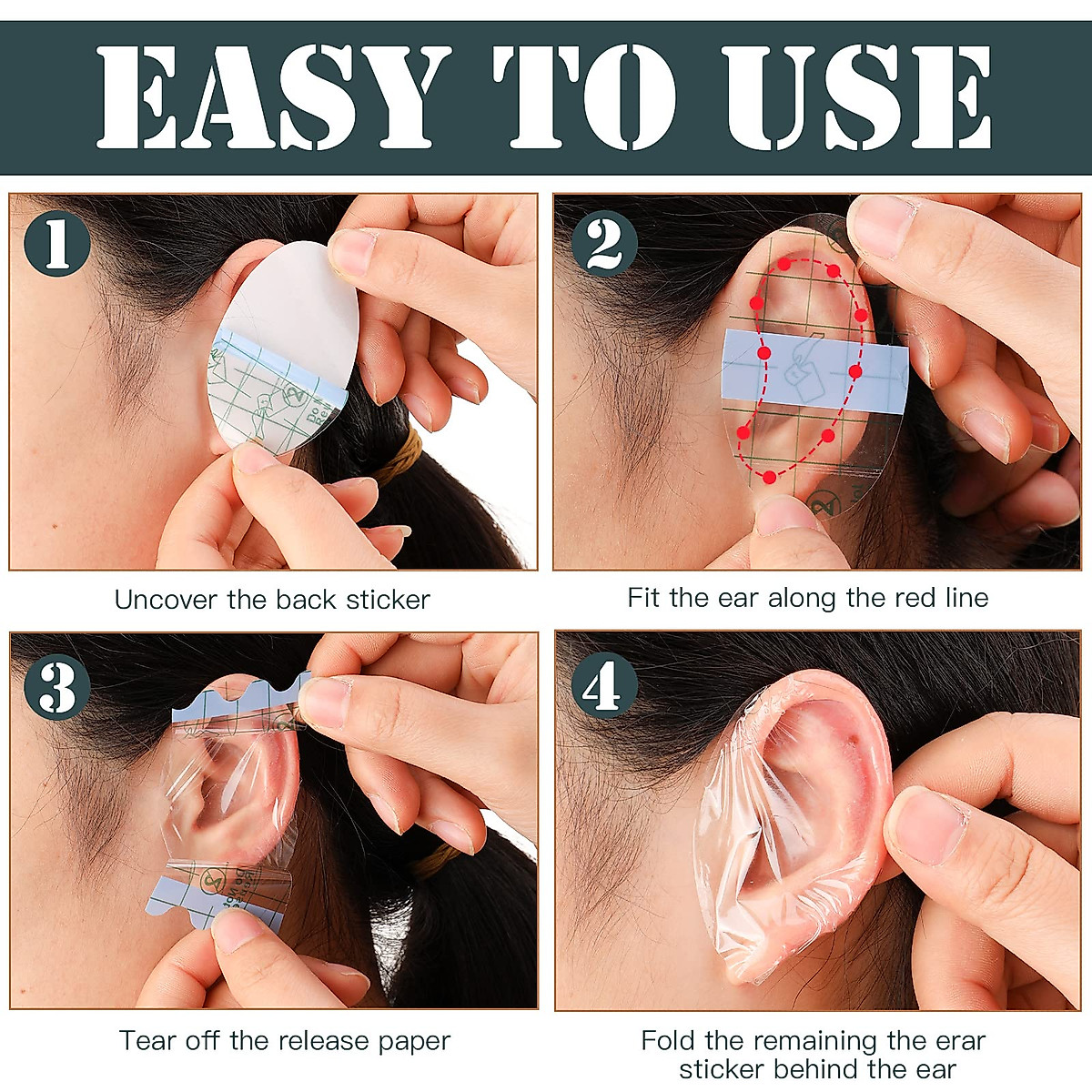 500 Pcs Ear Covers for Shower Baby Waterproof Ear Stickers Kids Ear Protection Tape Disposable Ear Protectors for Swimming Bathing Surfing Snorkeling Hair Dye Sleeping