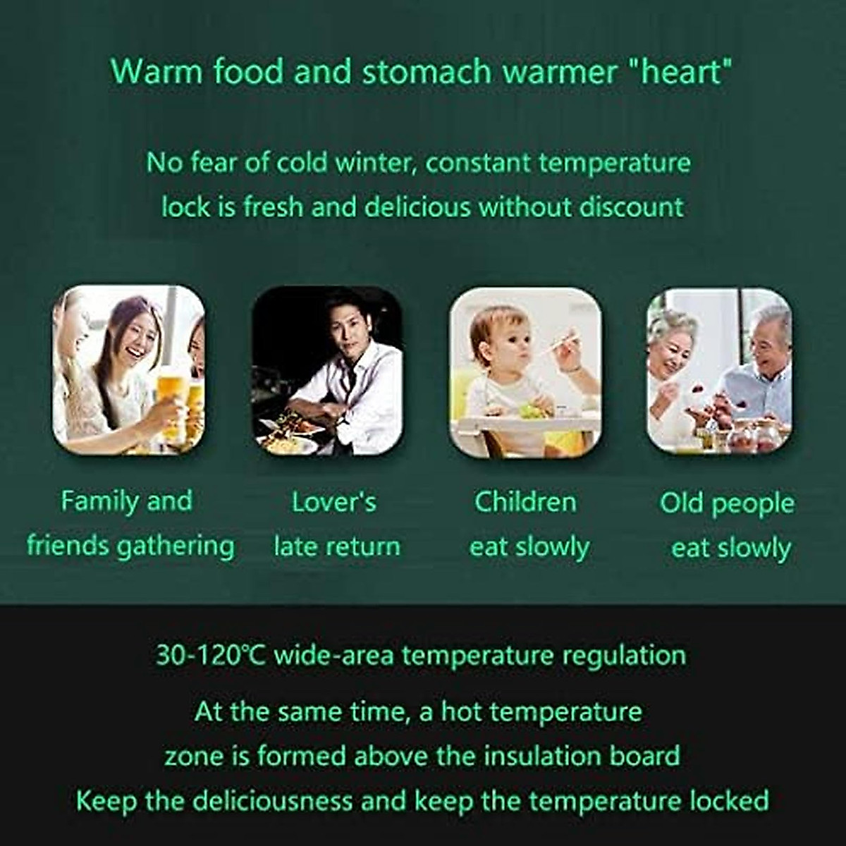 Electric Food Warmer Plate, Electric Warming Tray Food Warmer with Adjustable Temperature Control Warming Serving Tray Food Hot Plates Warmer Hot Plate Keep Food Warm for Buffets Home Dinners