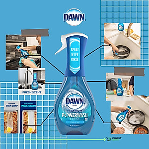 Dawn Platinum Powerwash, Fresh Scent, 1 Starter Kit + 2 Refills + Cleaning Sponge + 1 Card Protector SchmiidtEmpire + Sticker (16oz each - 6 Piece Set - Pack of 2)