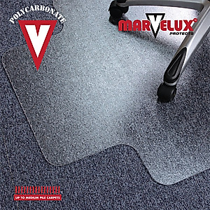 Marvelux 36" x 48" Heavy Duty Polycarbonate Office Chair Mat with Lip for Carpets, 2 Pack, Clear Carpet Protector for Low, Standard and Medium Pile Carpeted Floors, Shipped Flat, Multiple Sizes