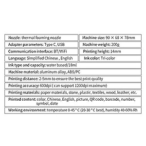 PEKOKO Handheld Printer Portable Mini Inkjet Printer Color Barcode Printer 1200dpi Wireless