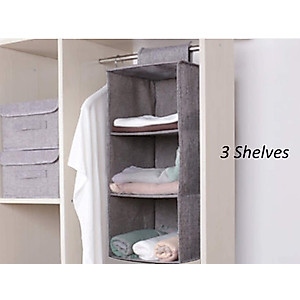 Japarismo Hat Rack Organizer Dust Shield Storage Shelf Hanging Baseball Cap Keep Holder for Closet Clothing and Accessories Shelves (Natural Gray, 3 Shelves 10.6W×10.6D×23.6H)