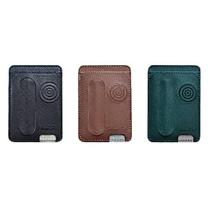 Phone Wallet Stick On Made of Imitation Leather with Stand and RFID Blocking Ideal Phone Card Holder for Credit Cards and ID Card Compatible with Most Smartphones (Green)
