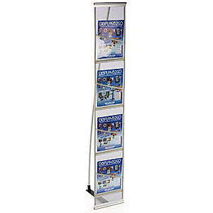 Displays2go Trade Show Magazine Literature Rack, Portable, Floor Standing, Carry Bag (4 Pocket)