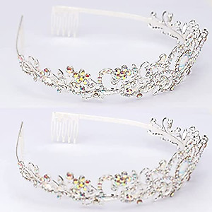 Casoty Birthday Queen Sash & Rhinestone Tiara Set, AB Rhinestones Birthday Crowns for Women, Happy Birthday Queen Tiara for Women with Comb, Birthday Tiara for Women, Birthday Sash and Tiara for Women