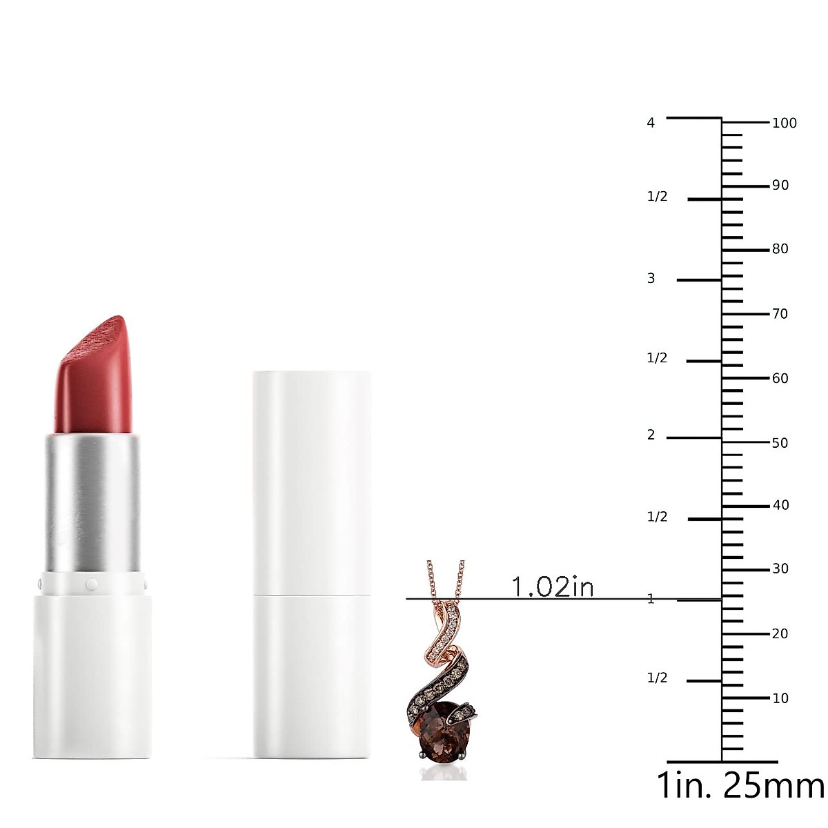 LE VIAN 14k Rose Gold Ribbon Pendant Necklace for Women I 1/4 Carat Vanilla and Chocolate Diamond with 2 Carat Oval Smoky Quartz Necklace (G-H/Brown, VS2-SI1, cttw) 18 Inch Chain with Lobster Claw