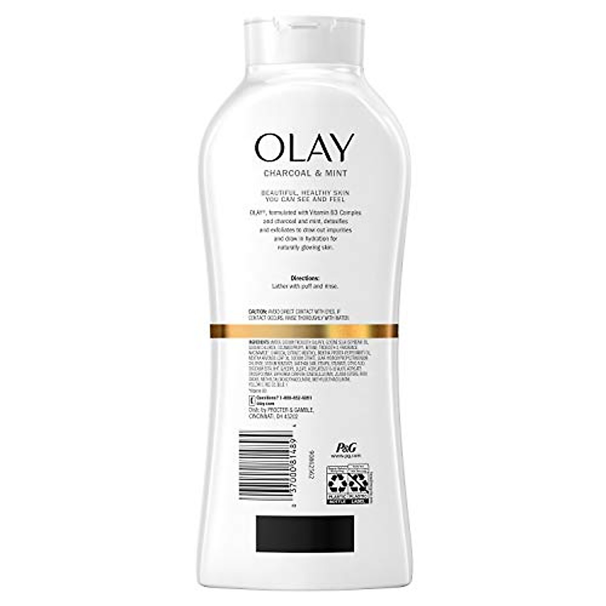 Olay Cleansing Infusion Body Wash, Charcoal + Mint, 22 Fl Oz (Pack of 4)